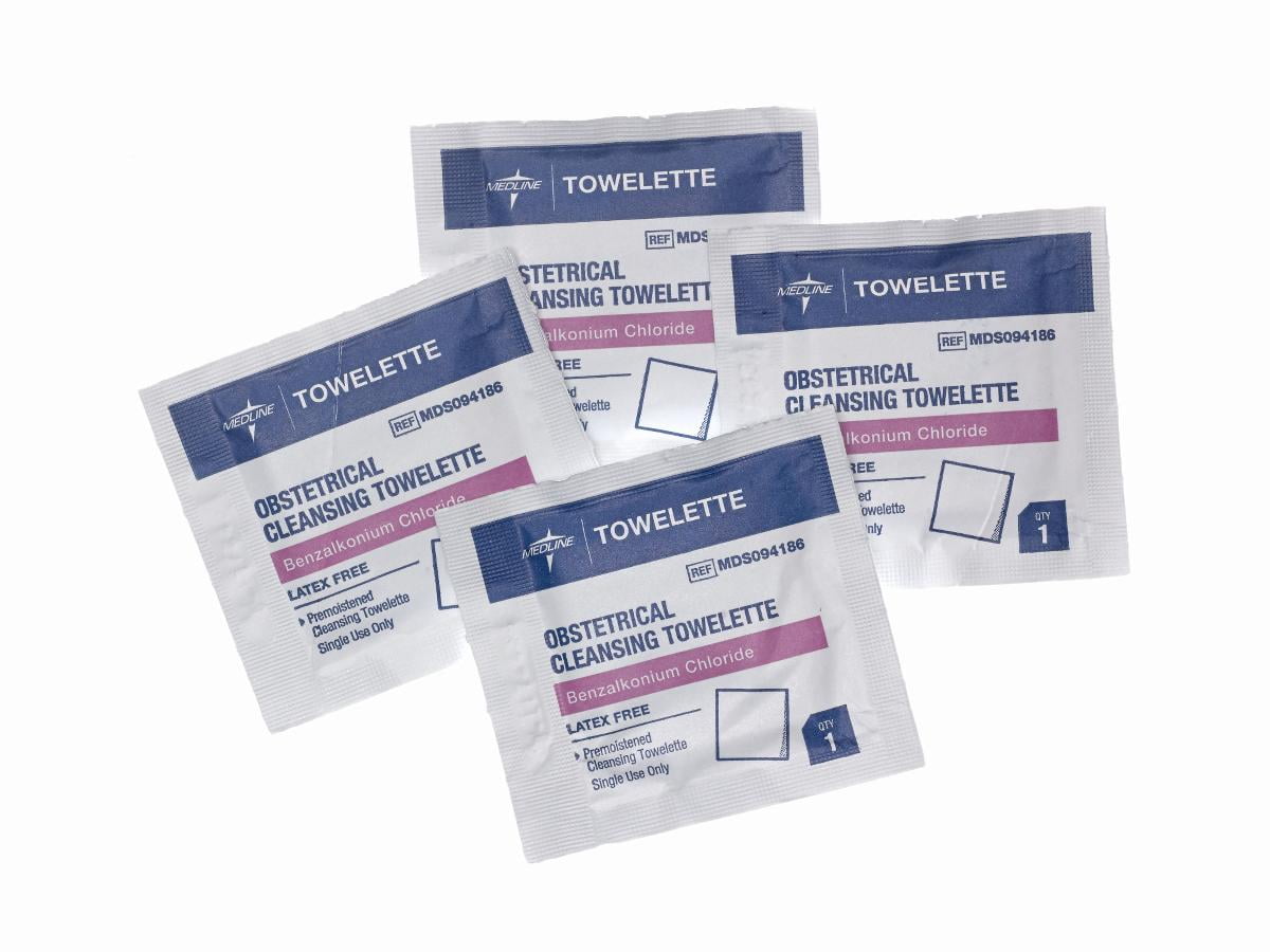 Medline MDS094186 Obstetrical Latex Free Cleansing Towelette (Pack of ...