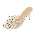 Bkhluea Women Polka Dot Lace Bow Thin Stiletto Mule Slide Sandals Open ...
