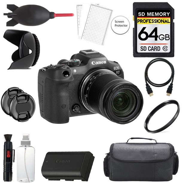 Canon EOS R7 Mirrorless Camera with 18-150mm Lens+ 64GB + Bag+ UV ...
