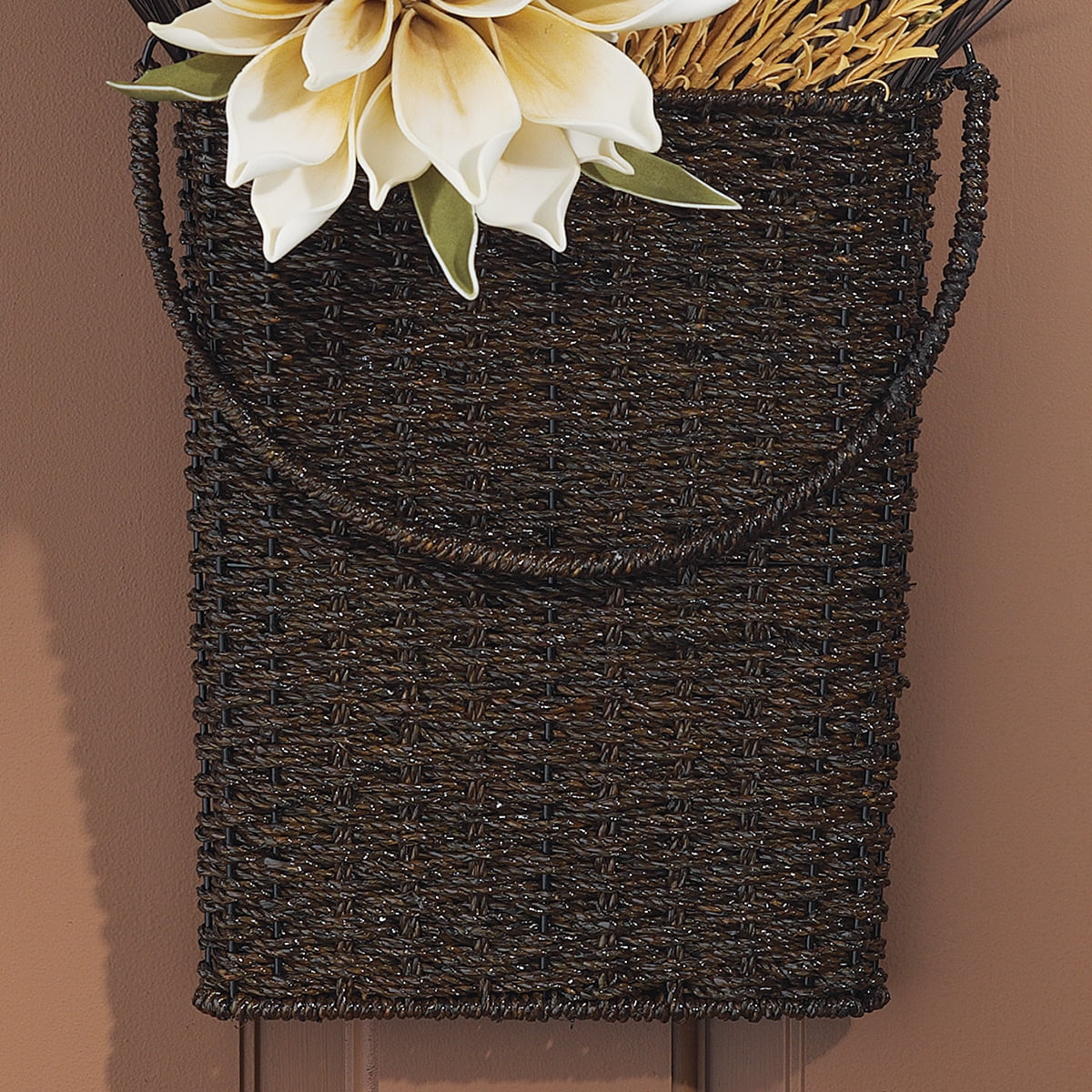HomeMagic, 10" x 12" Woven Seagrass Thin Wall Pocket with Metal Frame ...