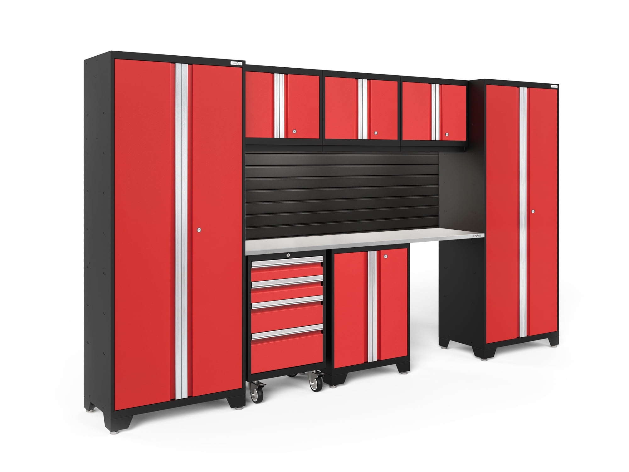 NewAge Products Bold Series Red 8 Piece Cabinet Set, Heavy Duty 24 ...