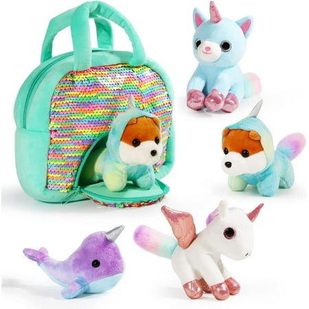 MHT Unicorn Plush Toys for Girls, 4 Pieces Unicorn Stuffed Animals with ...