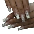 French Tip Press on Nails Heart Fake Nails Medium Square False Nails ...