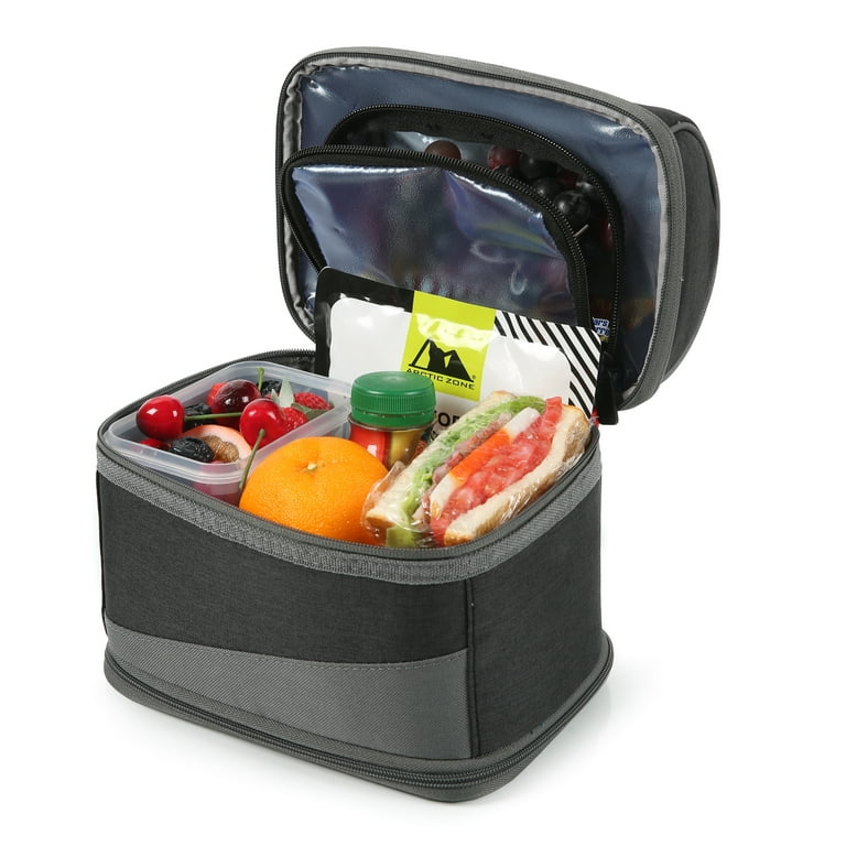 Arctic Zone Expandable Lunch Box with Ice Pack, Black/Gray Arctic Zone Expandable Lunch Box with Ice Pack, Black/Gray