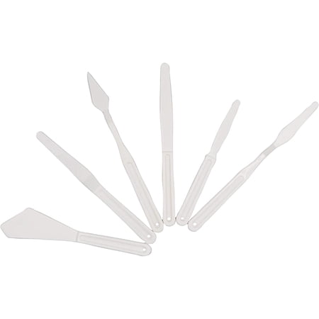6 Pcs Painting Knives Plastic Spatula White Palette Knife Set Different ...