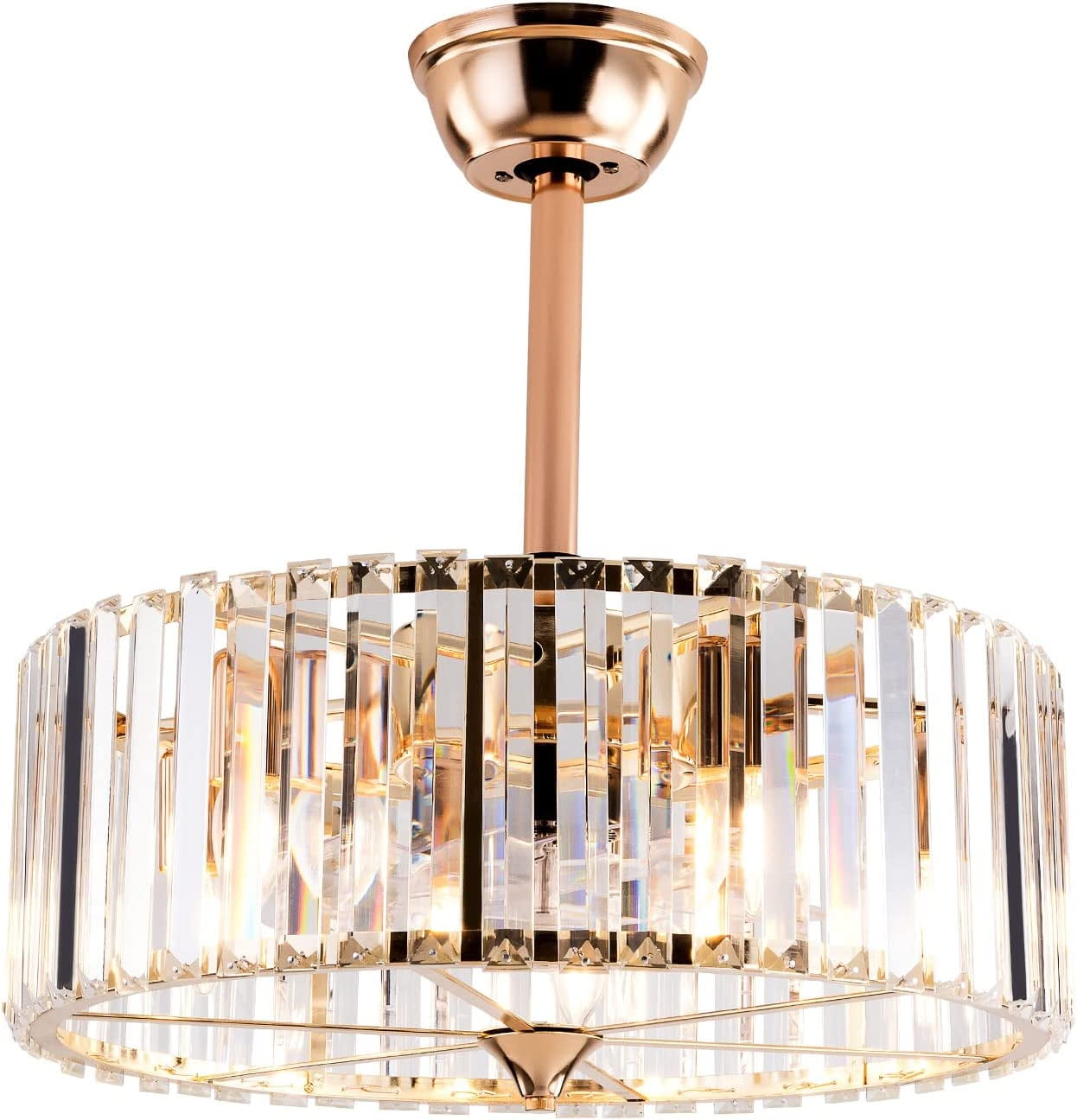 Miumaeov 18 Inch Retro Ceiling Fan Light 6 Speeds Tempered Glass Caged ...