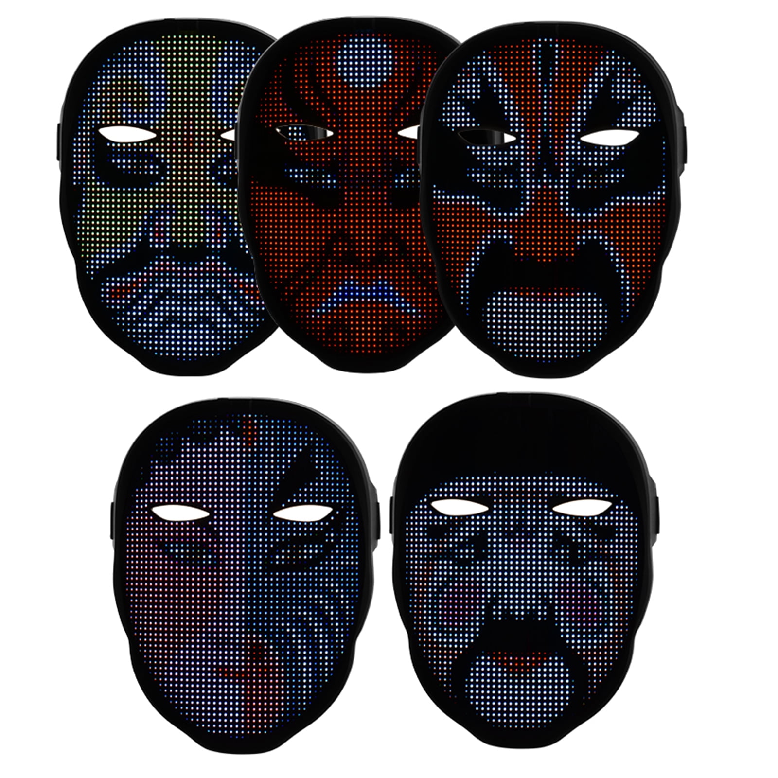 Halloween RGB LED Mask, Bluetooth Lighted Mask, Built-in Animation ...