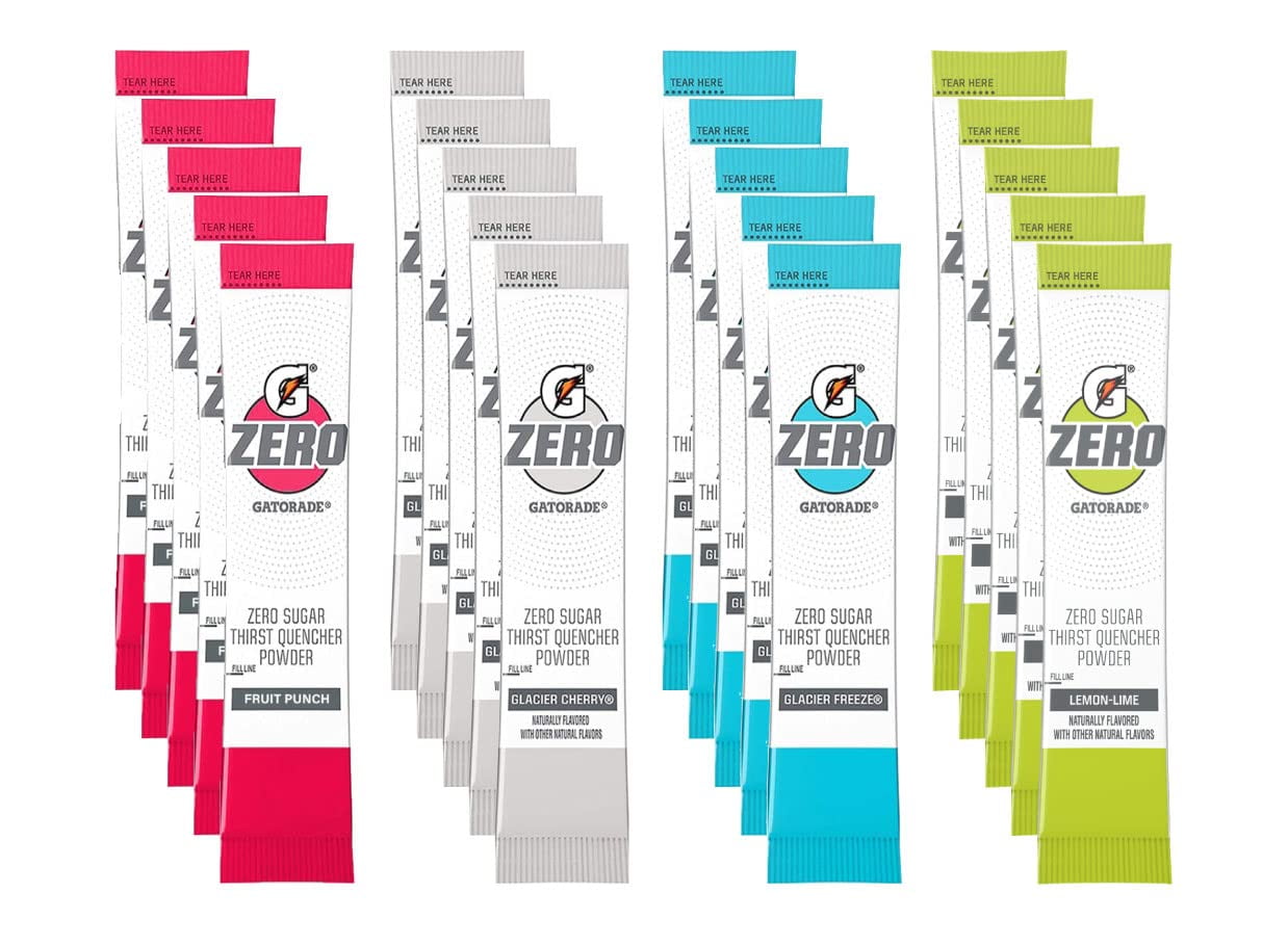 Gatorade G Zero Powder, Individual Packets, 4 Flavor Variety Pack - 5 ...