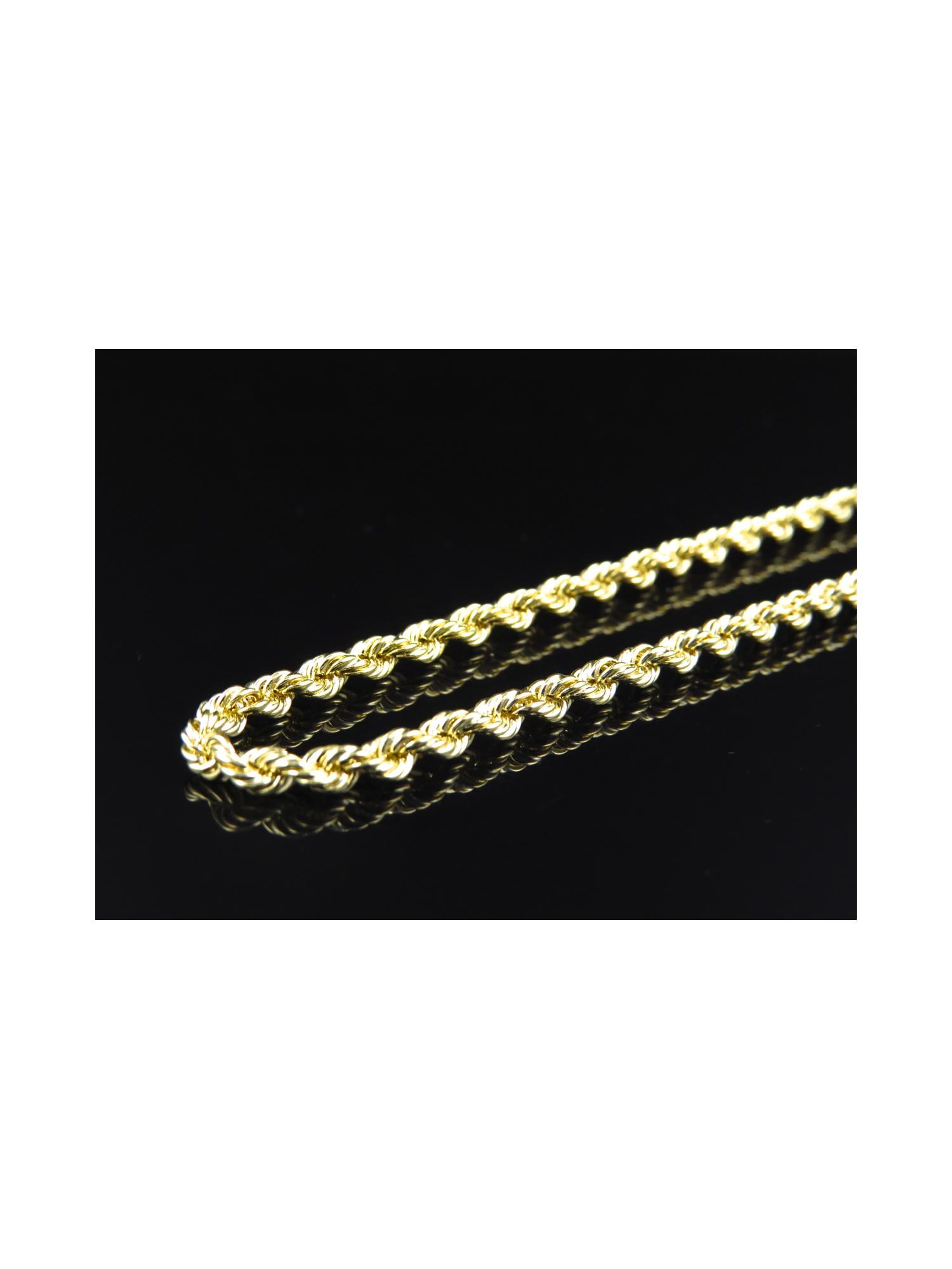 Mens or Ladies 10K Yellow Gold 3 MM Hollow Rope Chain Necklace 16-28 ...