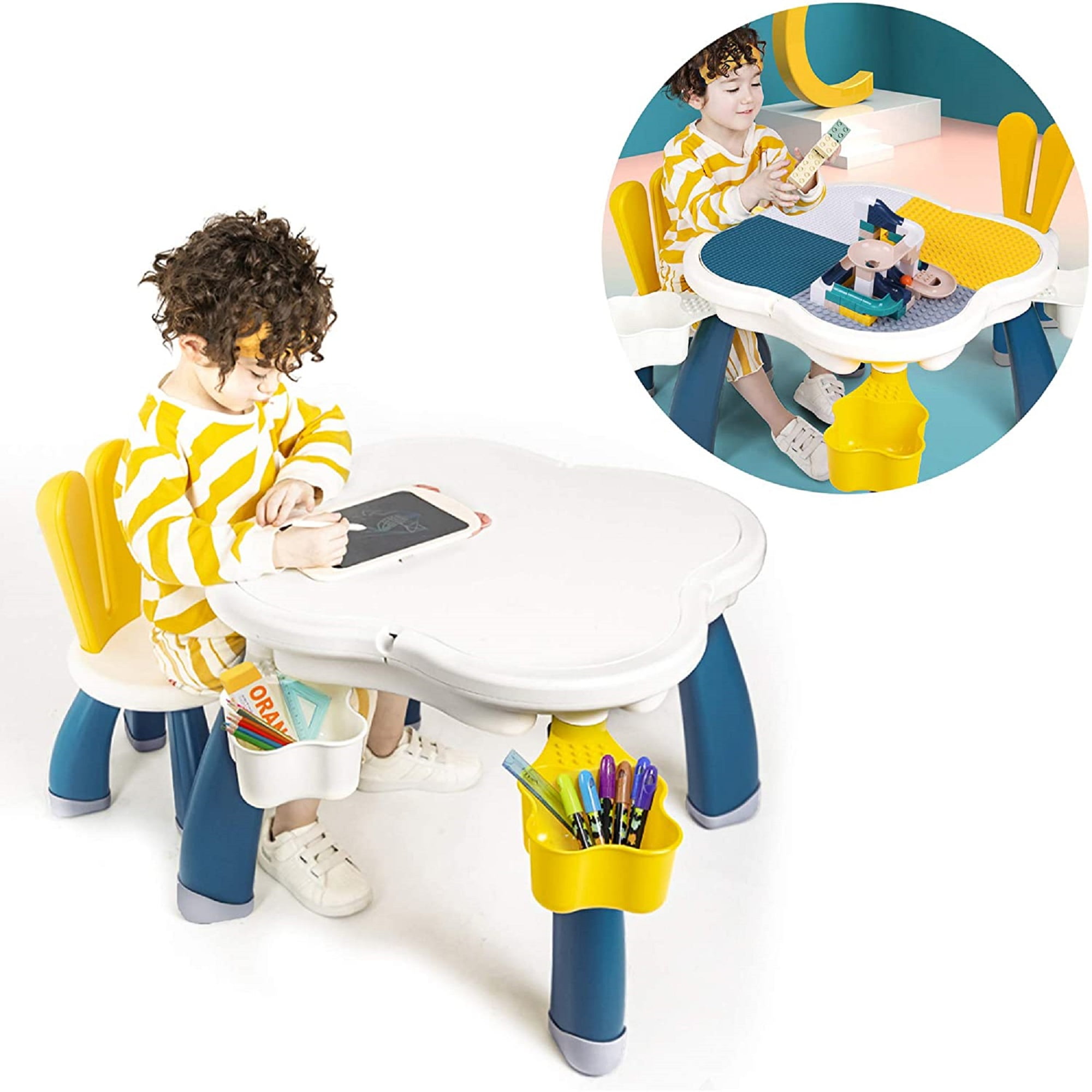 KARMAS PRODUCT Kids Multi Activity Table Set with 1 Chair and 4 Storage ...