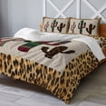 4 Piece Duvet Cover Set Queen, Colorful Art Cactus on Linen Texture ...