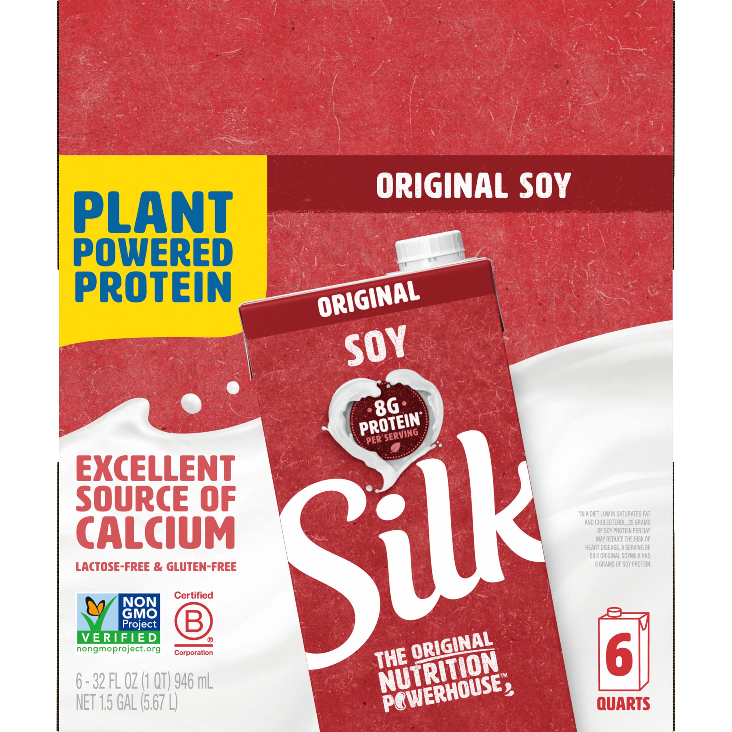 (Pack of 6) Silk Shelf-Stable Original Soy Milk, 1 Quart - Walmart.com