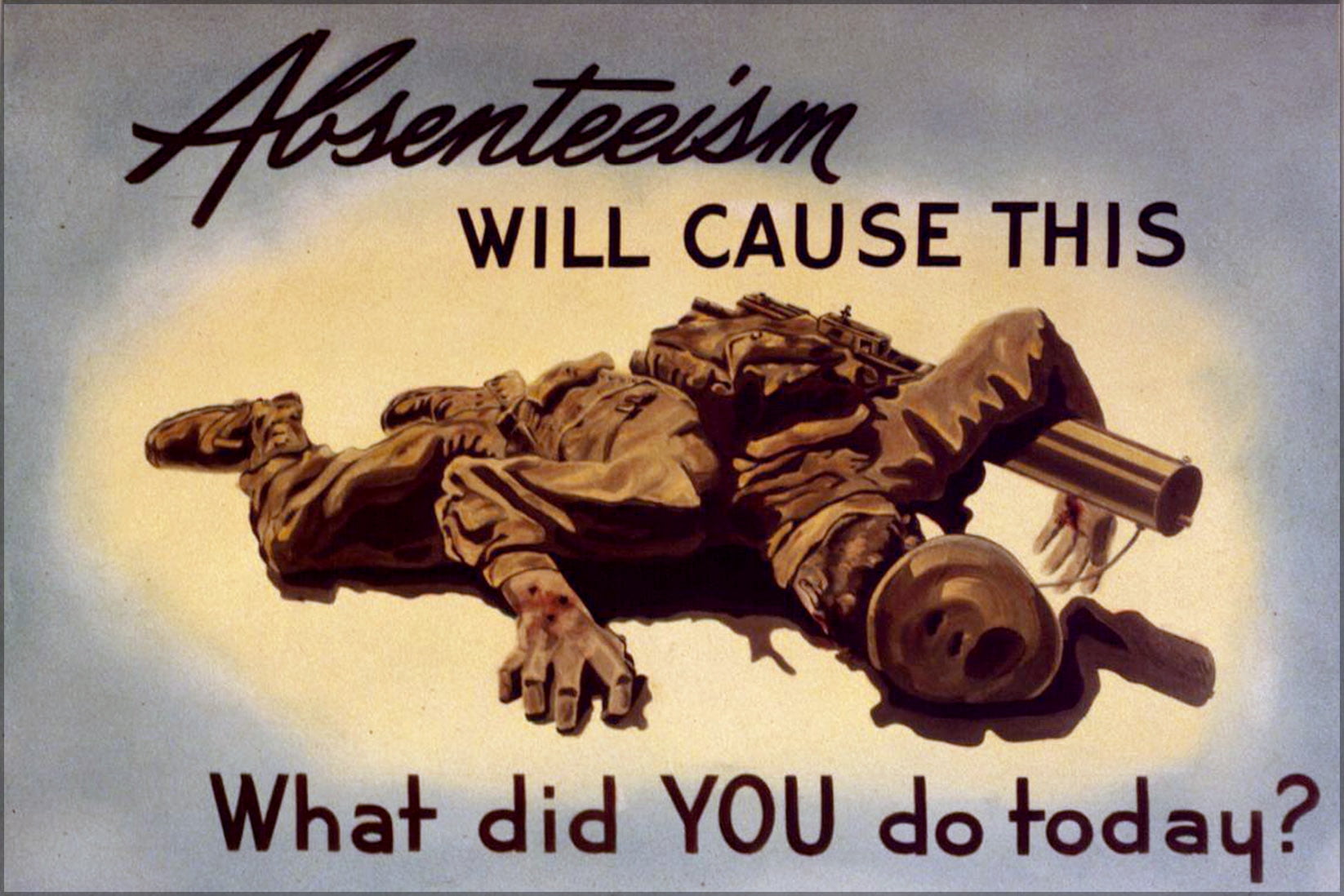 24"x36" Gallery Poster, ww2 propaganda poster on Absenteeism 1942 ...