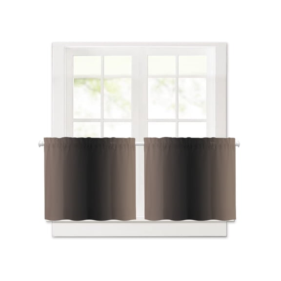 Black Brown Gradient Pattern Short Blackout Curtains 30 Inch Long ...