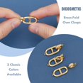 1Box 8Pcs 2 Colors Brass Fold Over Clasps Oval Platinum & Golden Oval ...