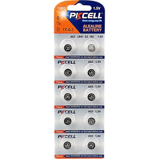 PK Cell AG3-10B 1.5V Alkaline Button Cell Battery, Pack of 10 - Walmart.com