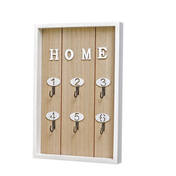 Wall Mounted Key Holder Wooden Key Hanger with 6 Hook Wall Decorative ...