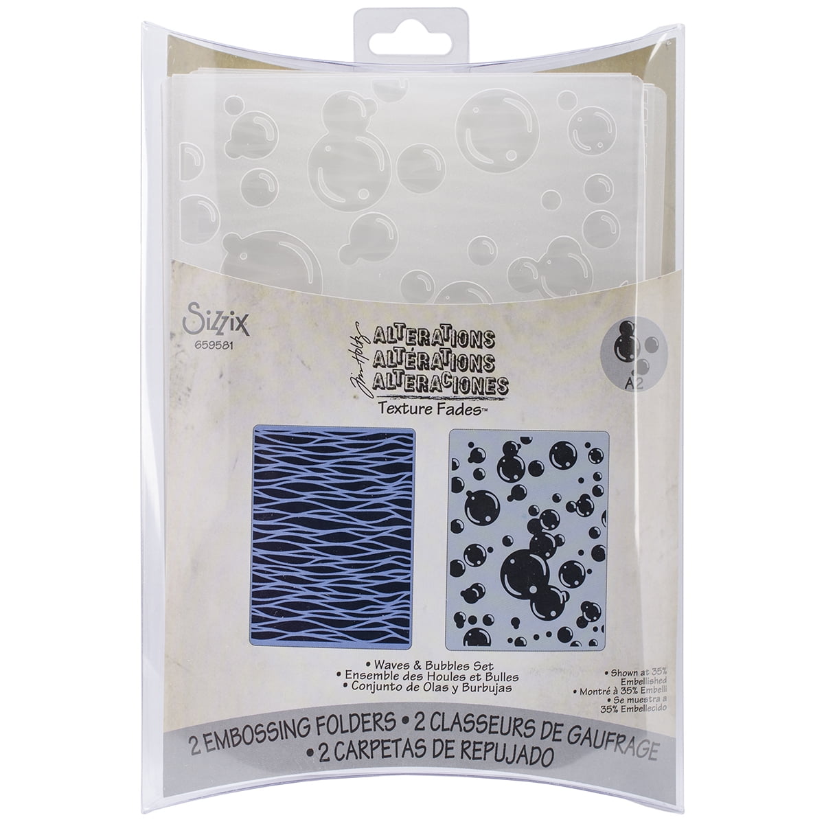 Sizzix 659581 Sizzix Texture Fades A2 Embossing Folders 2/Pkg - Waves ...