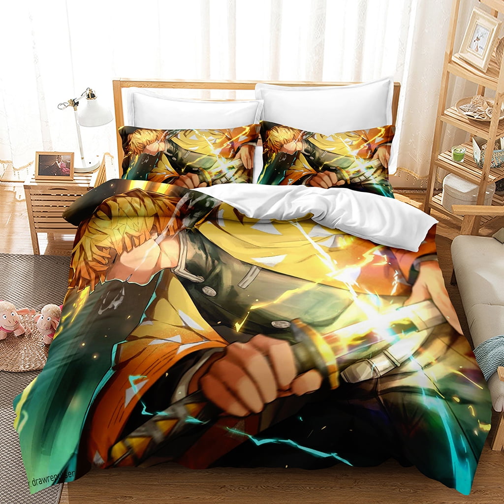 New 3PCS Anime Demon Slayer Bedding Bed Set Twin Full Queen King Size ...