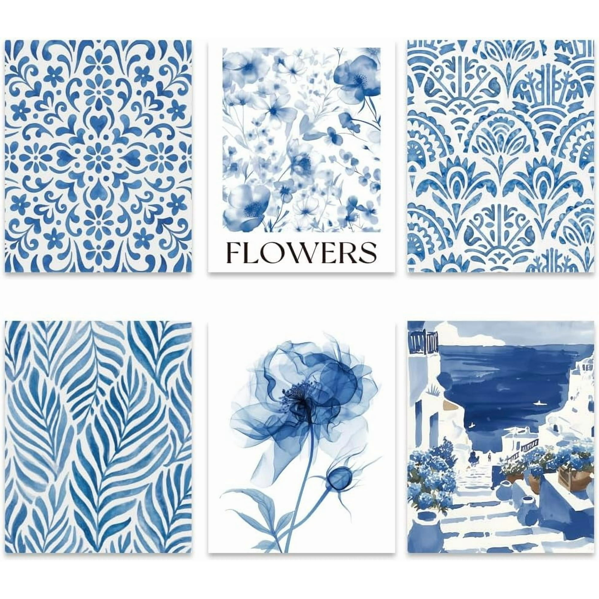 Click here for Nobrand 6 Pcs Blue Coastal Wall Art Prints Blue Wh... prices