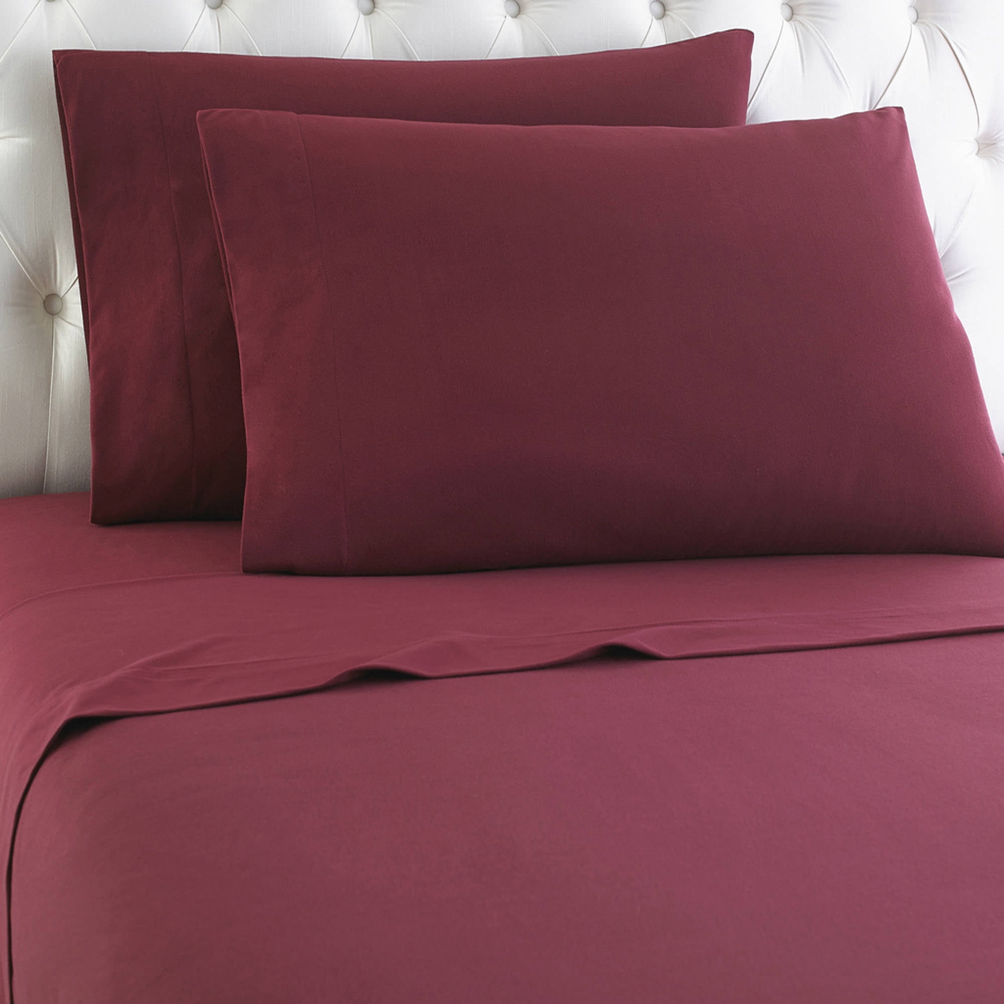 Micro Flannel® Solid Color Sheet Set, Full, Wine - Walmart.com ...