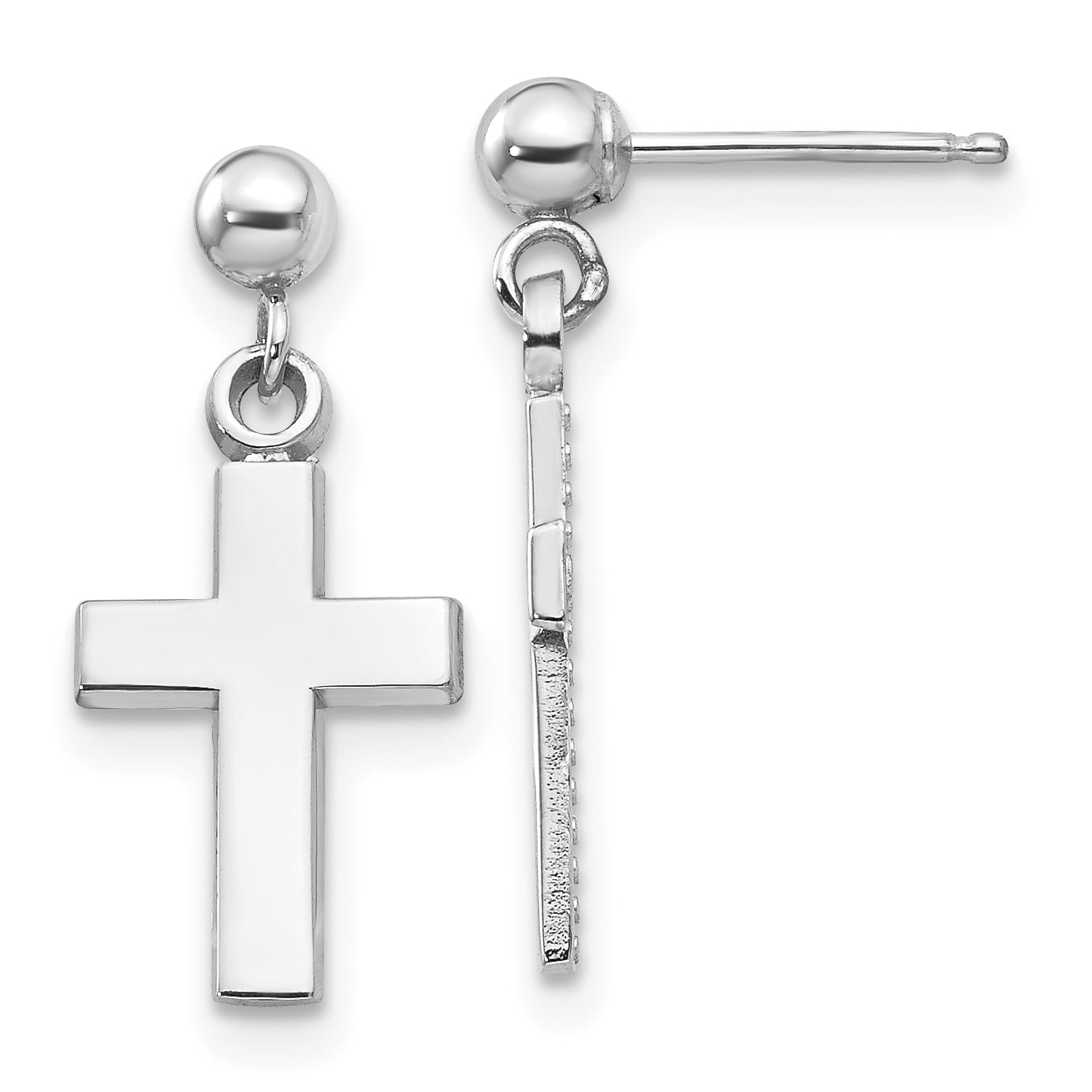 14k White Gold Polished Cross Earrings - Walmart.com