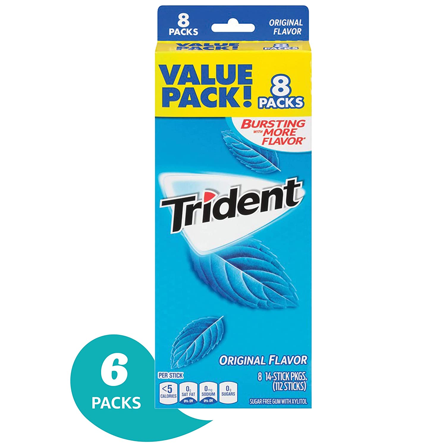 Trident Original Flavor Sugar Free Gum With Xylitol Value Pack 48 Trident Original Flavor Sugar Free Gum With Xylitol Value Pack 48