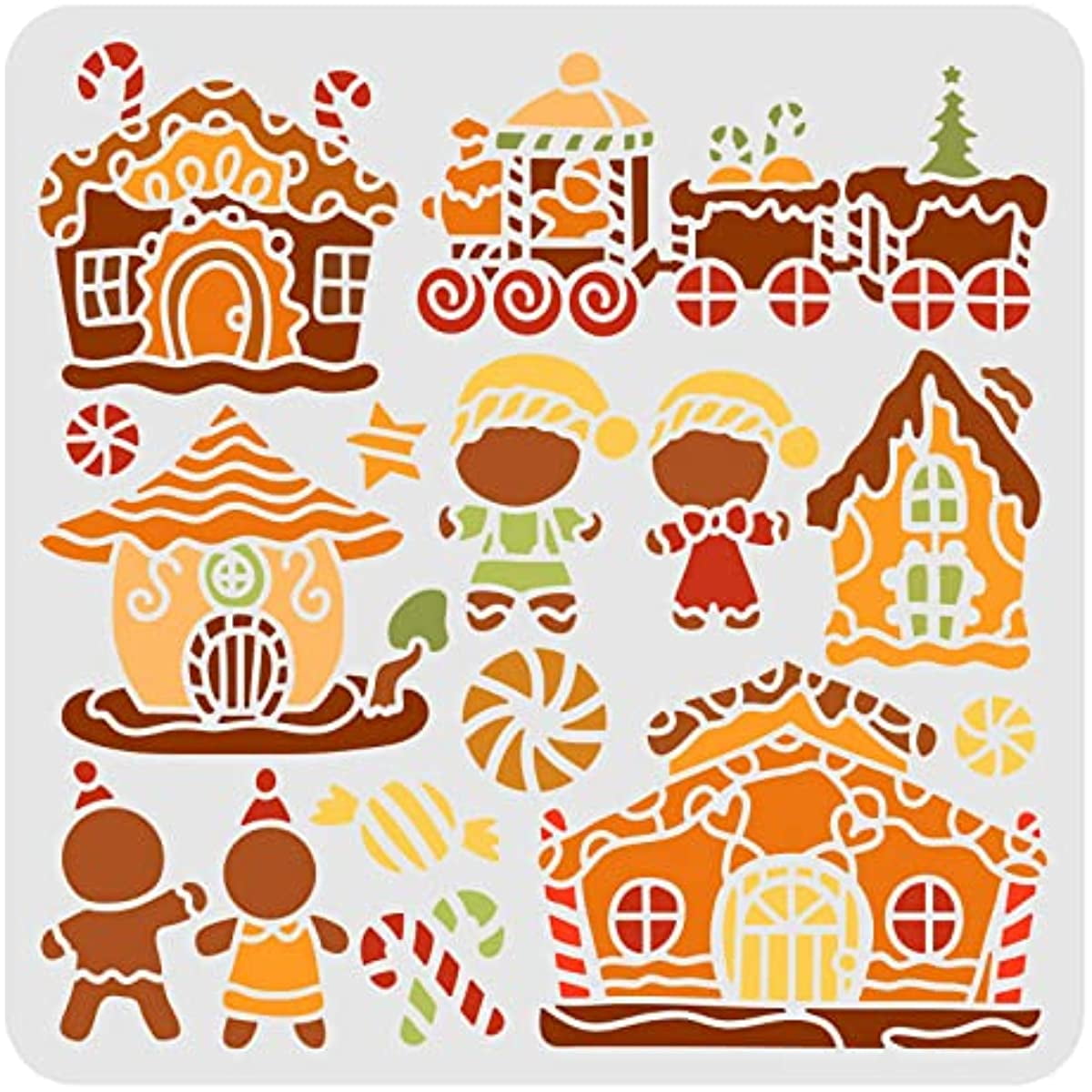 Gingerbread Houses Stencil Christmas Gingerbread Man Stencil Christmas ...