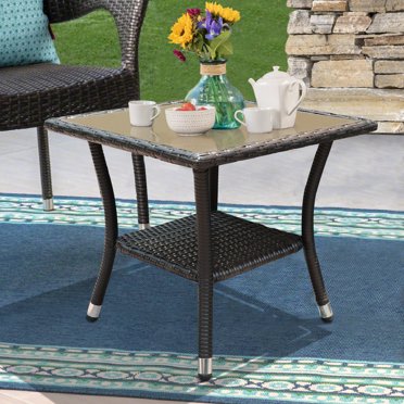 Mayson Outdoor Modern Industrial Acacia Wood Coffee Table, Teak, Black ...