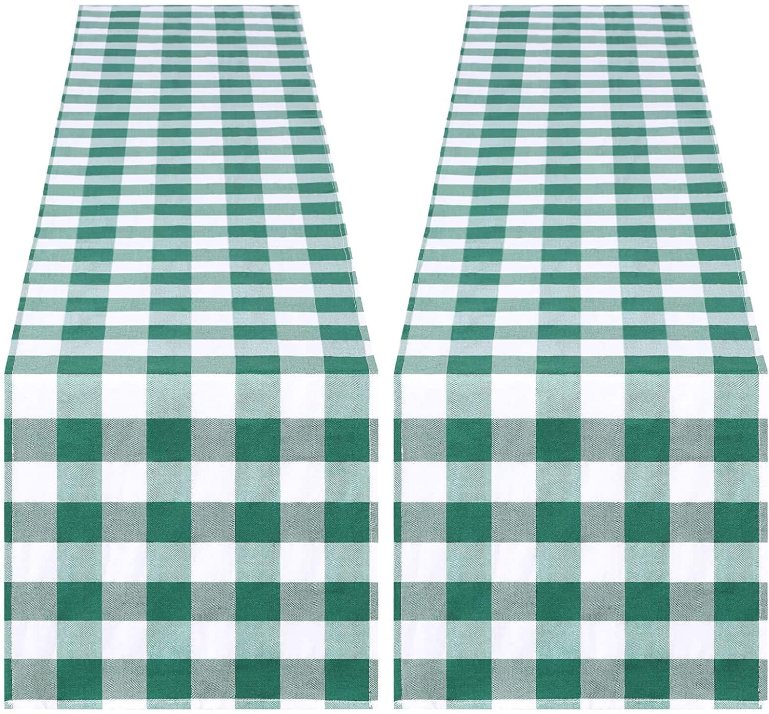 Buffalo Plaid Table Runner 2 Pack 13x84 inch Green and White Farmhouse ...