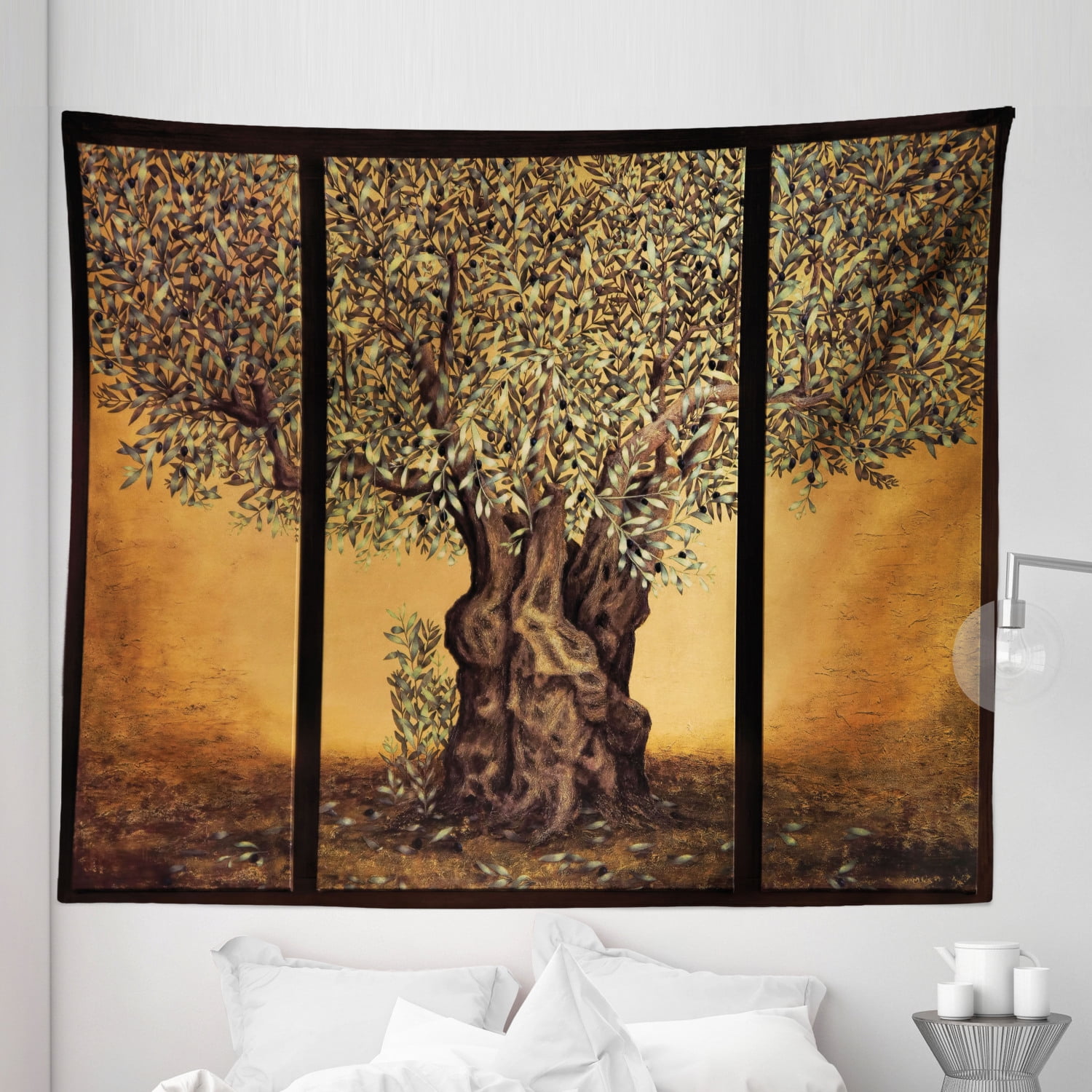 Colorful Tapestry, Triptych of Old Mature Olive Tree Mediterranean ...