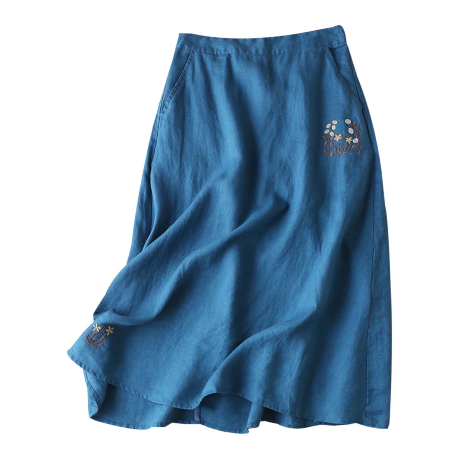 Click here for Fgnfyis Womens Skirts Flowing Linen Embroidered Sk... prices