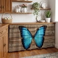 Blue Butterfly Cabinet Curtains 32" W x 55" L Vintage Brown Wood Grain ...
