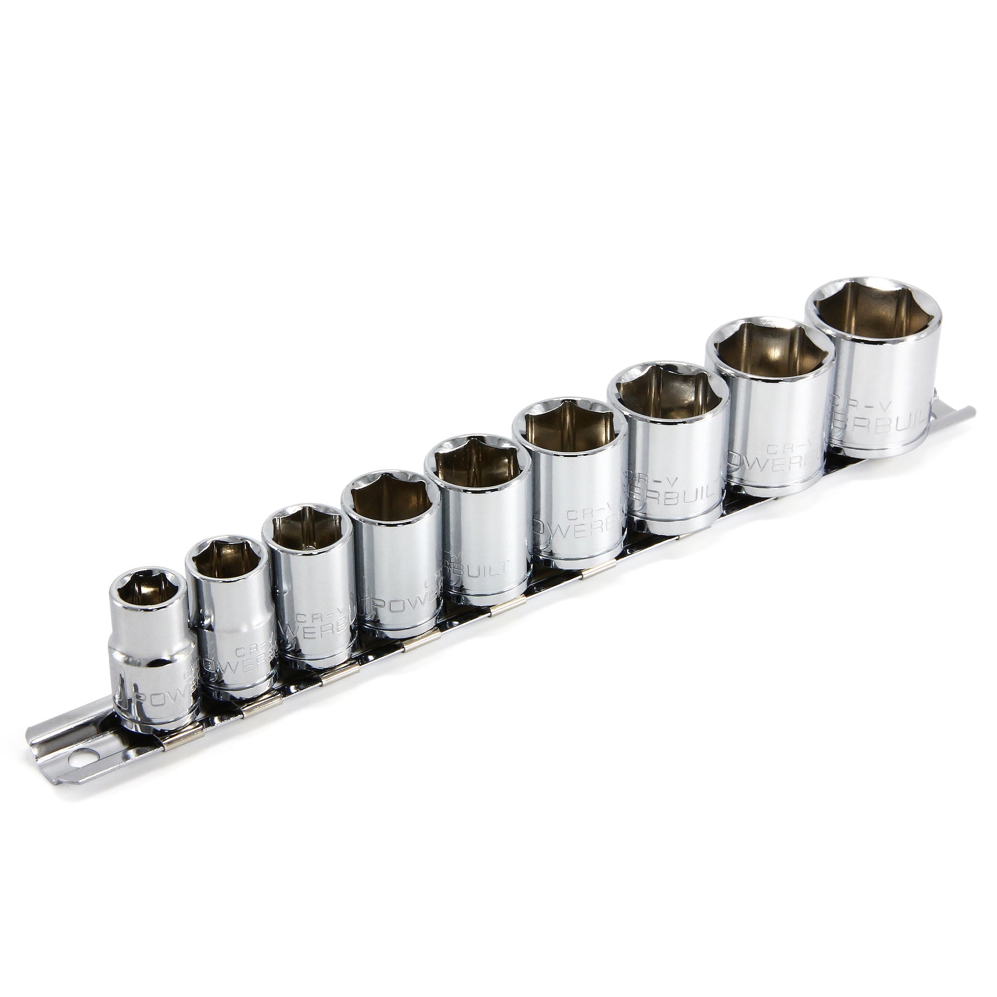 Powerbuilt 9 Piece 3/8 Inch Drive SAE 6 Point. Shallow Socket Set ...