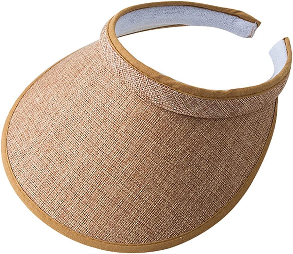 CoCopeaunts Women's Clip On Sun Visor Hat Wide Brim Summer Straw Hat ...
