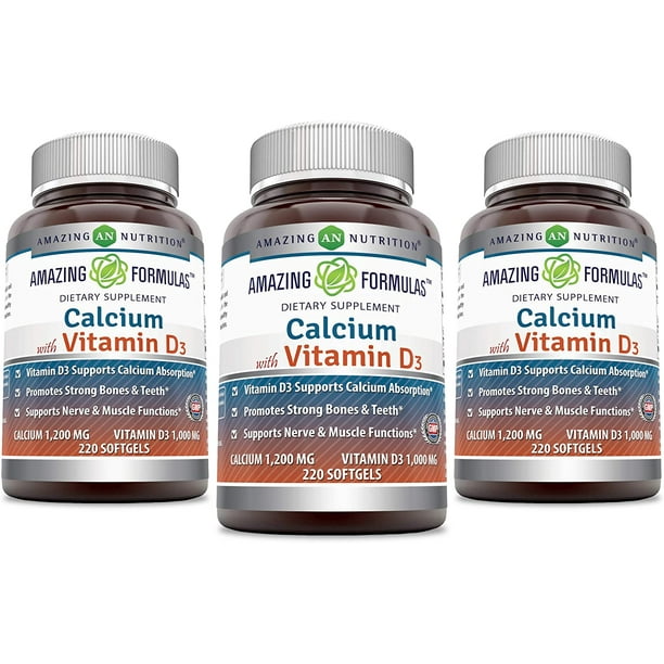 Amazing Formulas Calcium with Vitamin D3 - Calcium 1200 Mg, Vitamin D3 ...