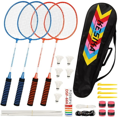 Badminton Rackets 4 Pack Set, Lightweight Carbon Fiber Badminton ...