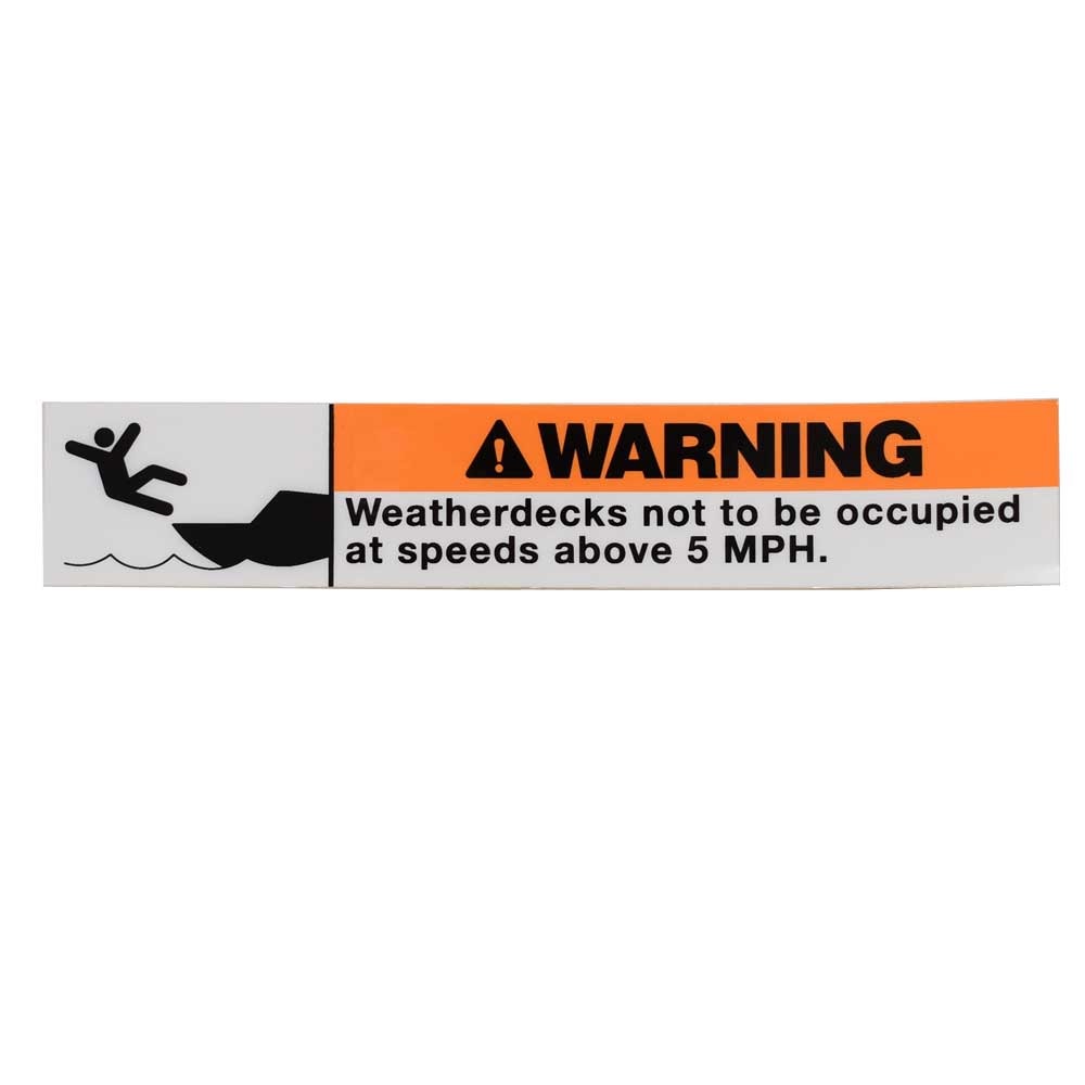 Boat Weatherdeck Warning Decal | 5 1/2 x 1 Inch Orange Black White ...