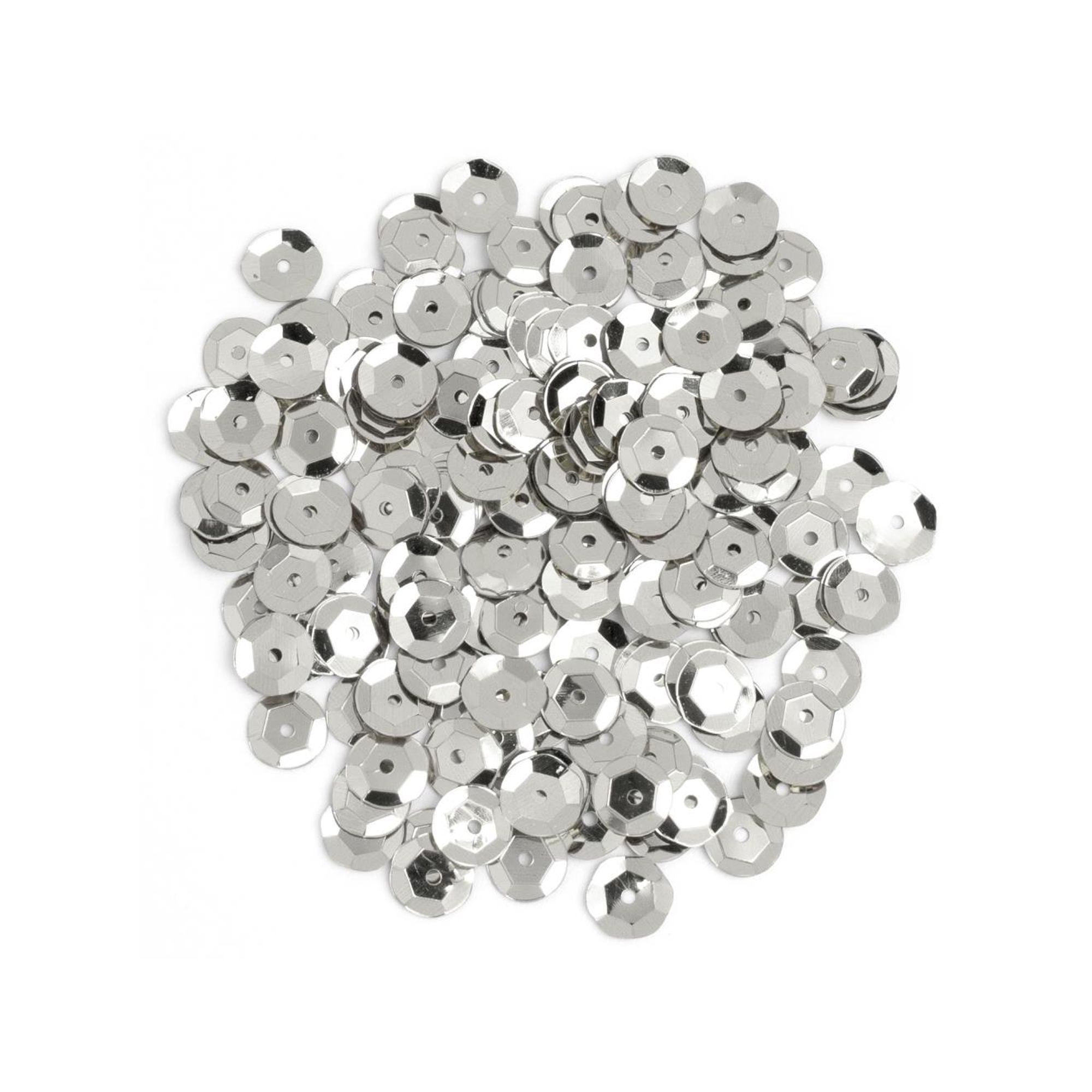 8mm Silver Sequins | Silver Cupped Sequins - 8mm - Round - 200 Pieces ...