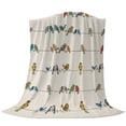 Abstract Bird Fleece Throw Blanket Vintage Cartoon Green Blue Red ...
