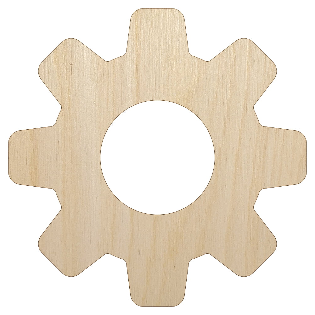 Gear Solid Wood Shape Unfinished Piece Cutout Craft DIY Projects - 4.70 ...