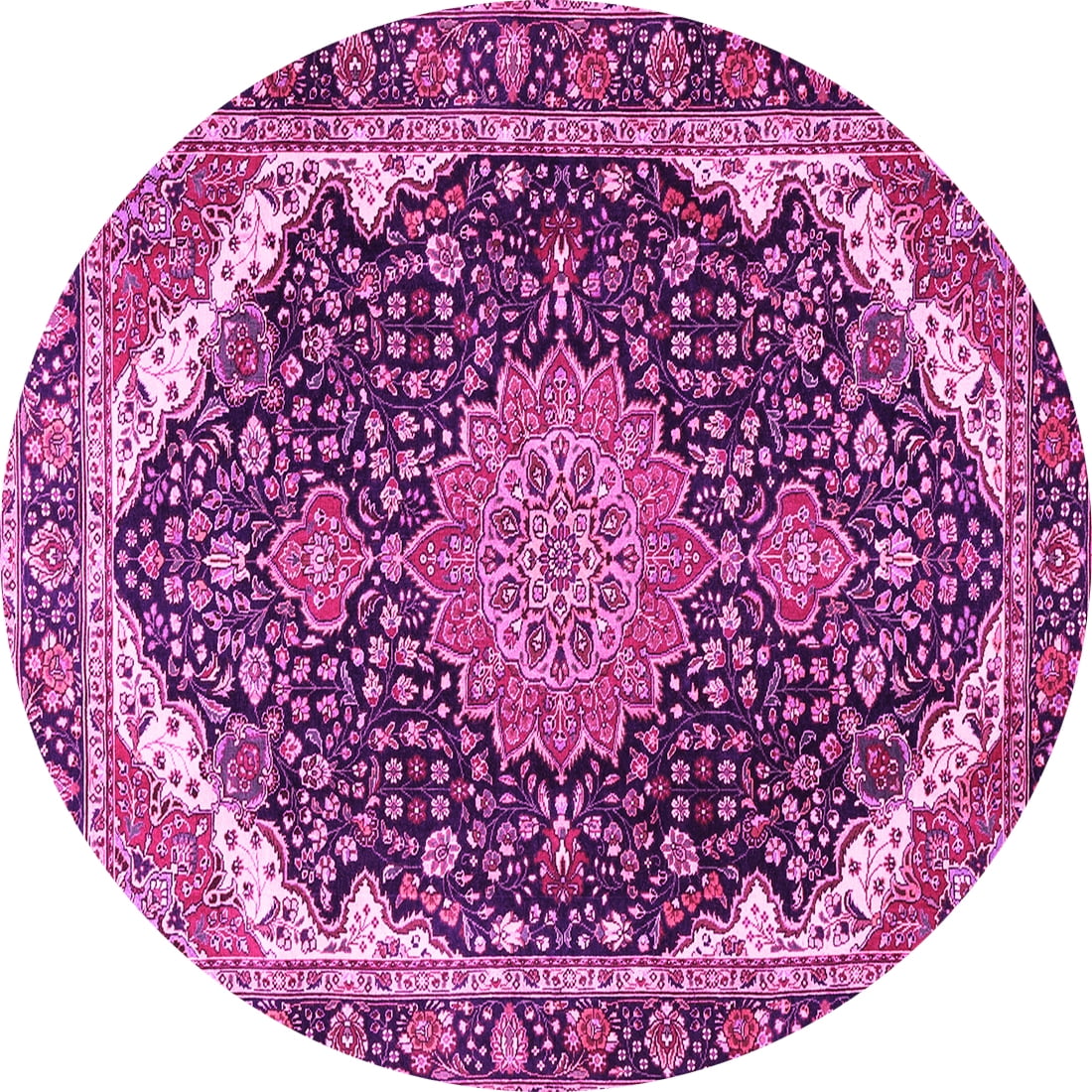 Ahgly Company Indoor Round Medallion Pink Traditional Area Rugs, 7 ...
