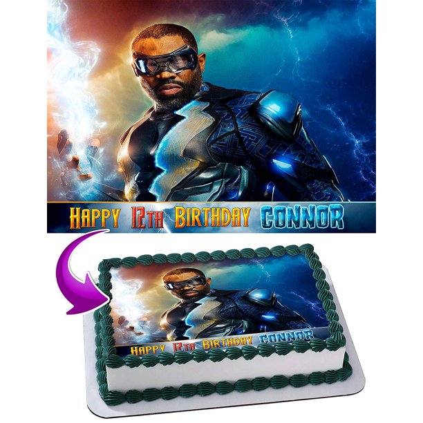Black Lightning Edible Cake Image Topper Personalized Picture 1/4 Sheet ...