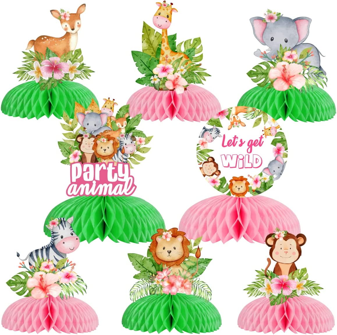 8PCS Jungle Animals Honeycomb Centerpieces, Let’s Get Wild Forest ...