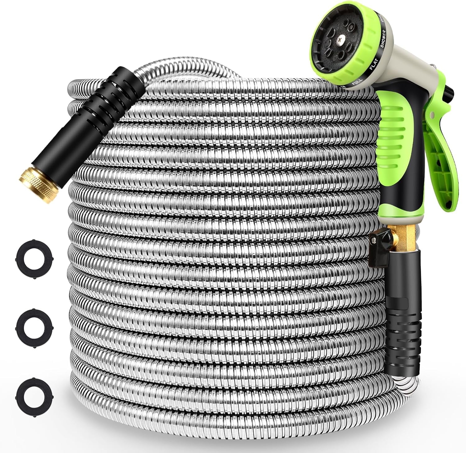 SHIBA-Metal Garden Hose 25FT Stainless Steel Heavy Duty Flexible ...