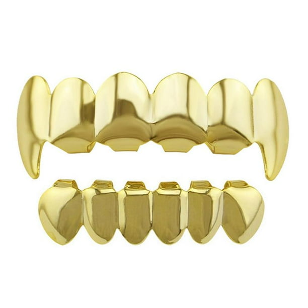 Famure Hip Hop Teeth Grillz 18k Gold Plated Finish 6 Top Teeth 6 Bottom