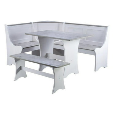 Linon Weston Corner Dining Breakfast Nook with Table and Bench, Seats 5 ...