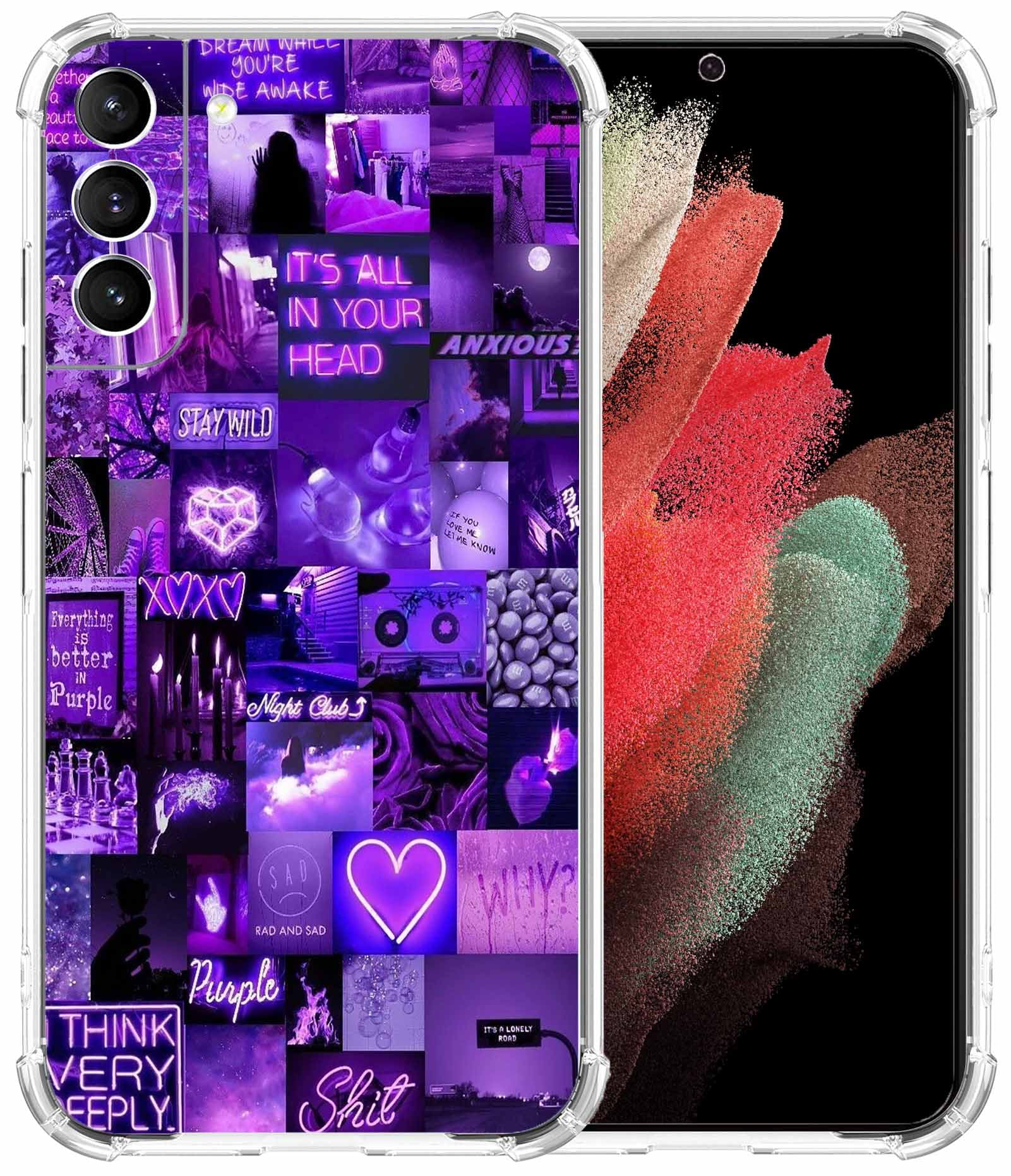 Blue Neon Lamp Collage Case for Samsung Galaxy S21 Plus,Aesthetic Art ...