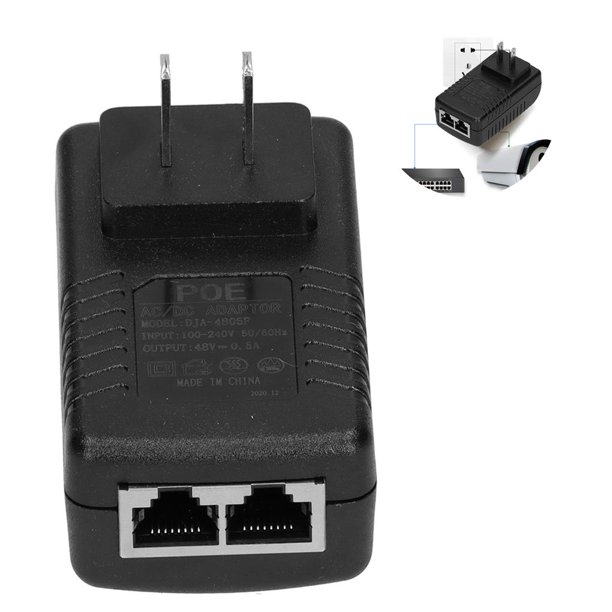 48V/24W IP Camera POE Power Supply 100-240V Black POE Injector POE ...