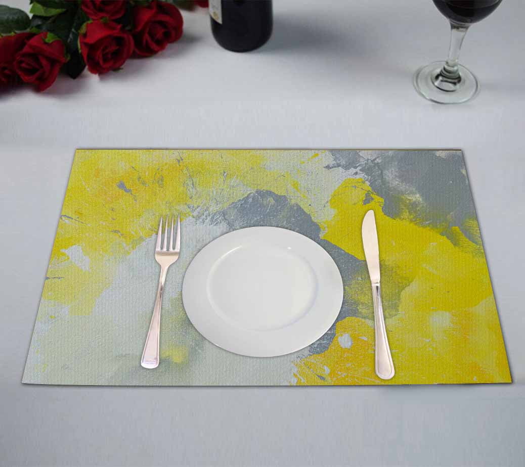 PKQWTM Grey and Yellow Abstract Art Painting Kitchen Dining Table Mats ...